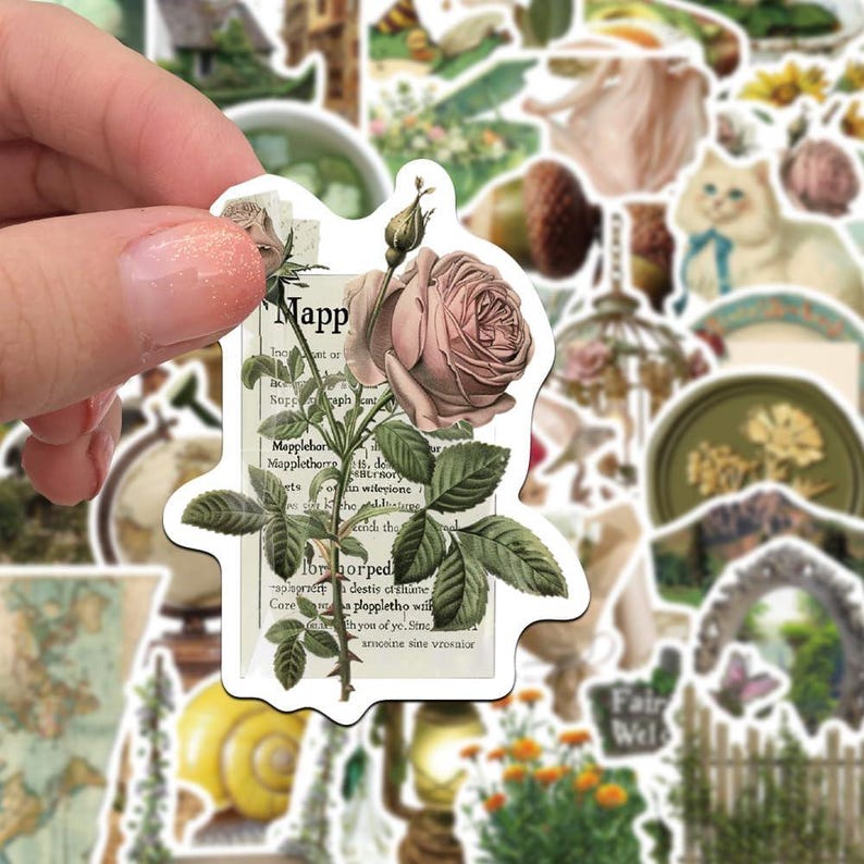 50 Pieces Whimsical Aesthetic Sticker Set – Fairies, Garden & Cottage ...