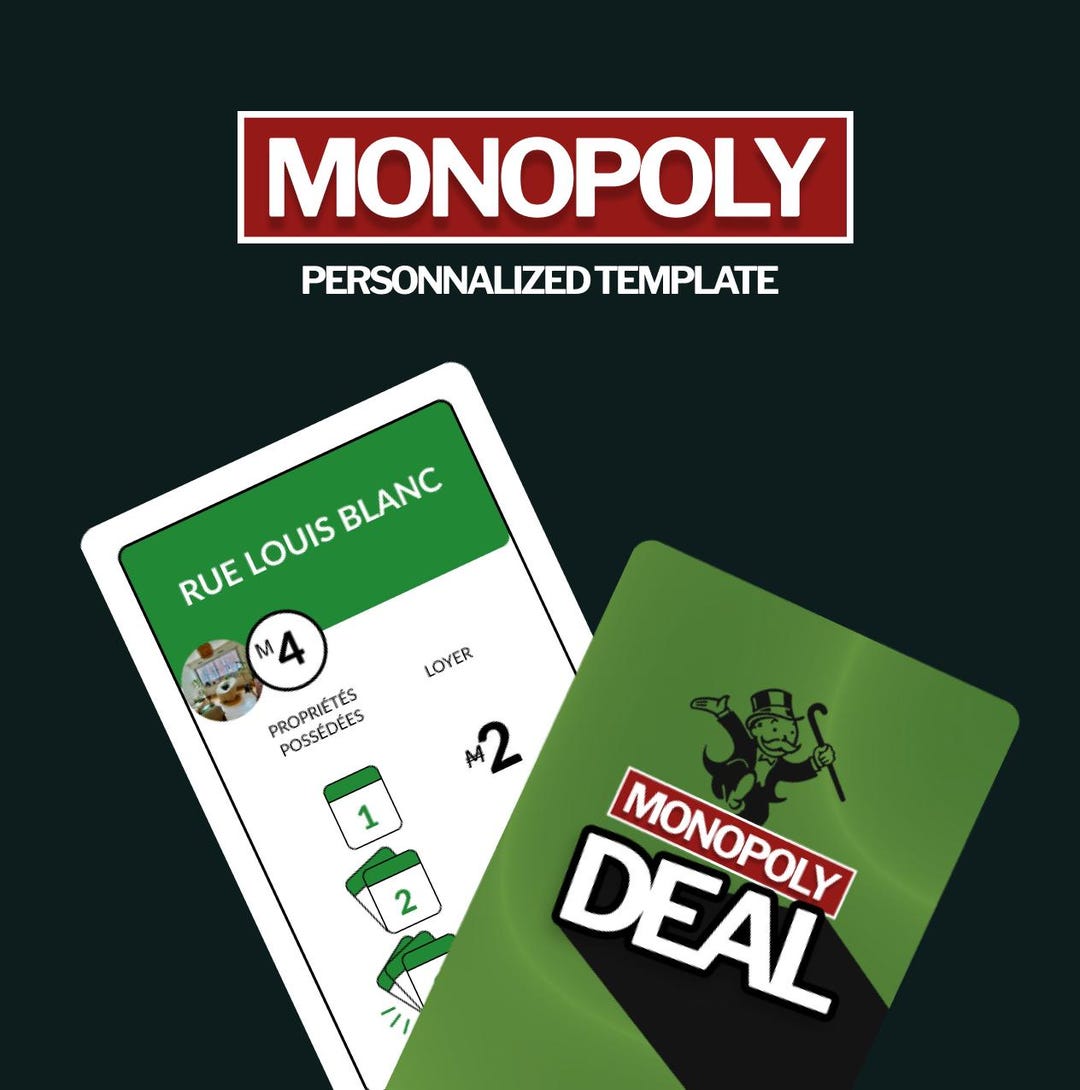 Personalized Monopoly Deal Card Template - Etsy