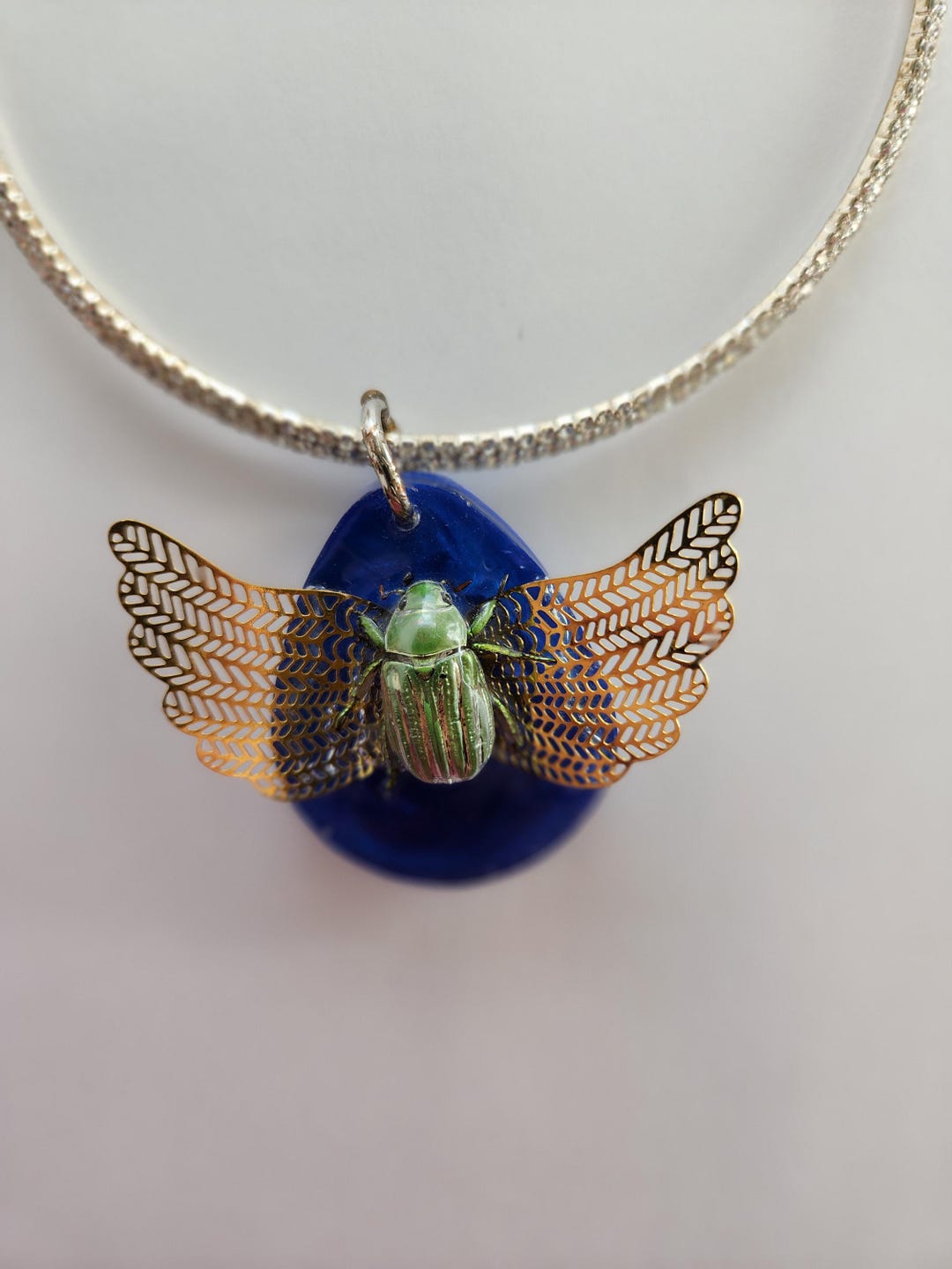 Glorious Scarab Beetle on Deep Royal Blue Resin Pendant - Etsy