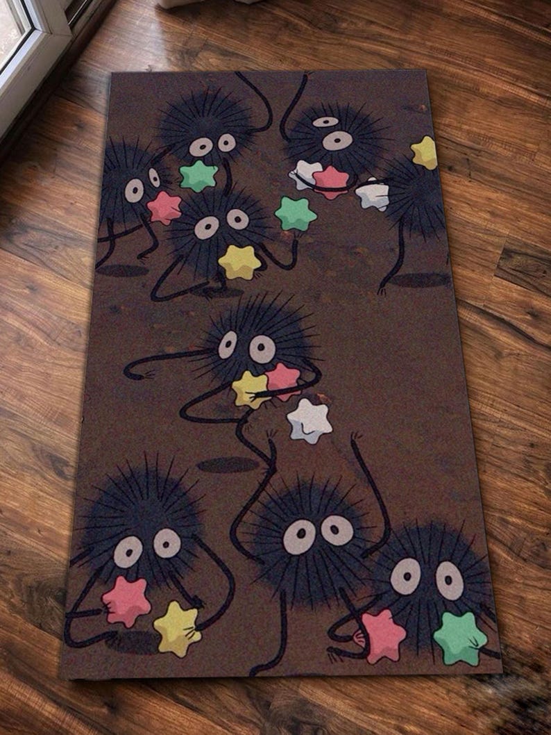Soot Sprite Rug: Ghibli Inspired Japanese Anime Decor, Polyester Rug - Etsy