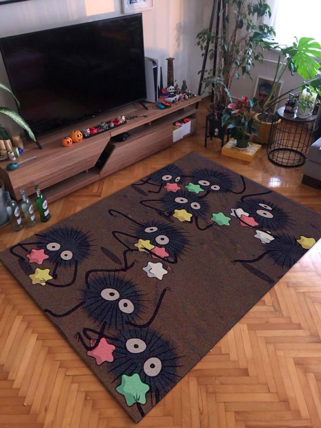 Soot Sprite Rug: Ghibli Inspired Japanese Anime Decor, Polyester Rug - Etsy