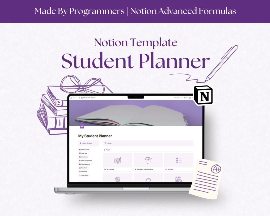Notion Student Planner | Academic Planner Notion Template, Study Planner, Exam Planner, Digital ...