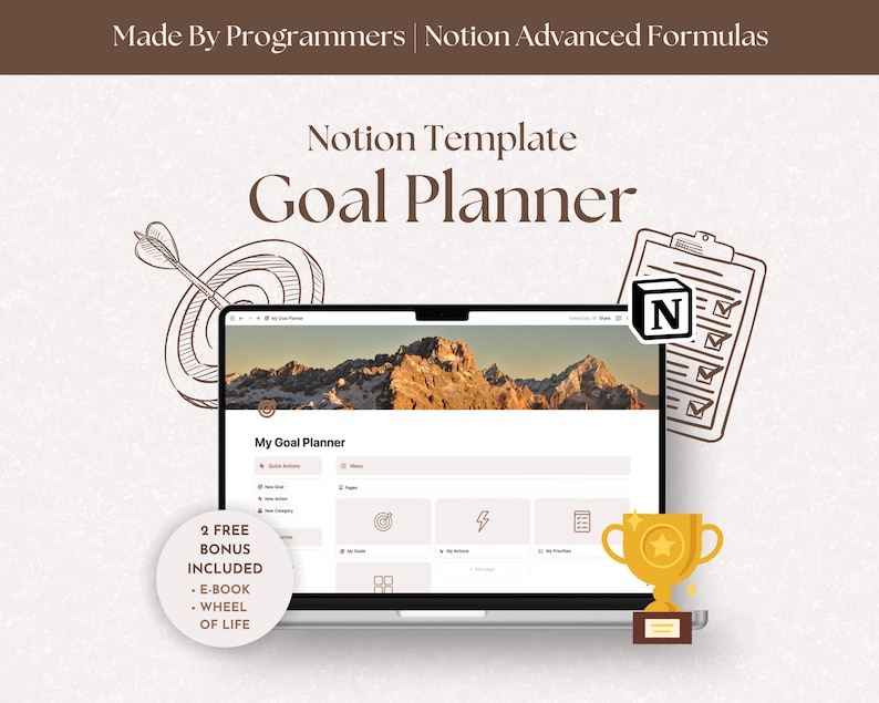 Notion Goal Planner, Notion Goal Tracker, Eisenhower Matrix, Goal ...