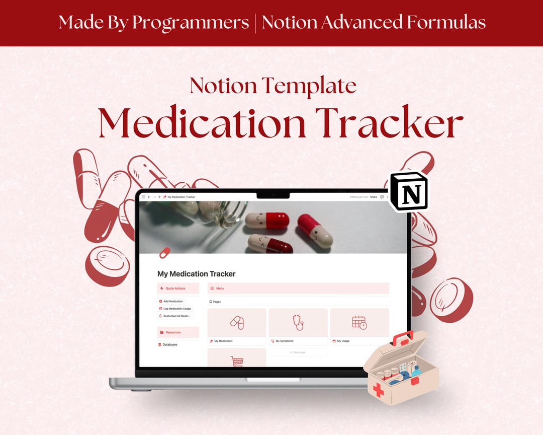 Notion Medication Tracker, Notion Medical Tracker, Health Planner ...