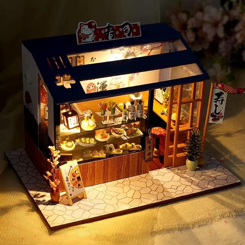 Sushi Miniature House Kit With LED Lights: 3D DIY Craft - Etsy