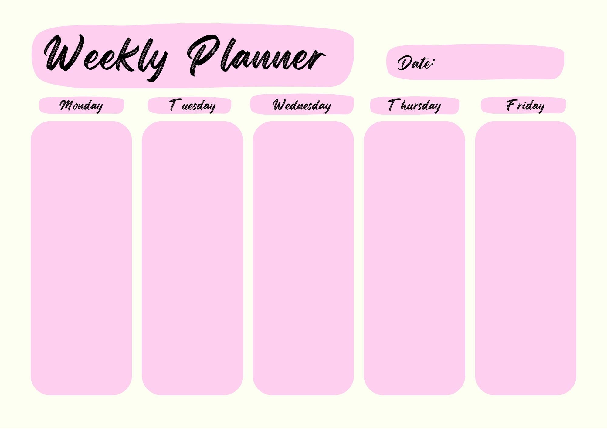 Weekly Planner 5 Days - Etsy