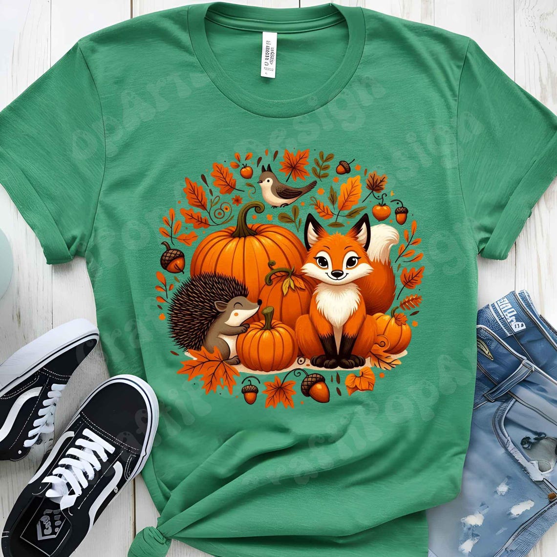 Woodland Fall Critters DTF, Cute Fox & Squirrel Autumn T-shirt Design ...