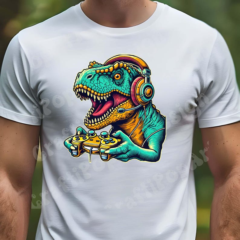 Dinosaur T-rex Headset Controller - Gamer - Gaming - DTF | Ready to ...
