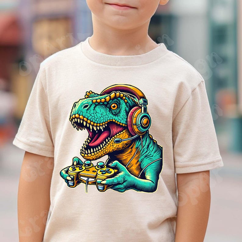 Dinosaur T-rex Headset Controller - Gamer - Gaming - DTF | Ready to ...