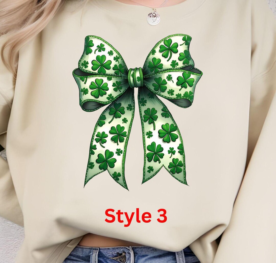 St Patricks Day DTF, Irish Clover Bows Dtf, 3 Style Bows to Select From ...