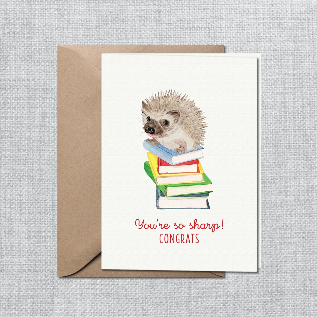 Hedgehog Graduation Card Animal Graduation Card Middle School ...