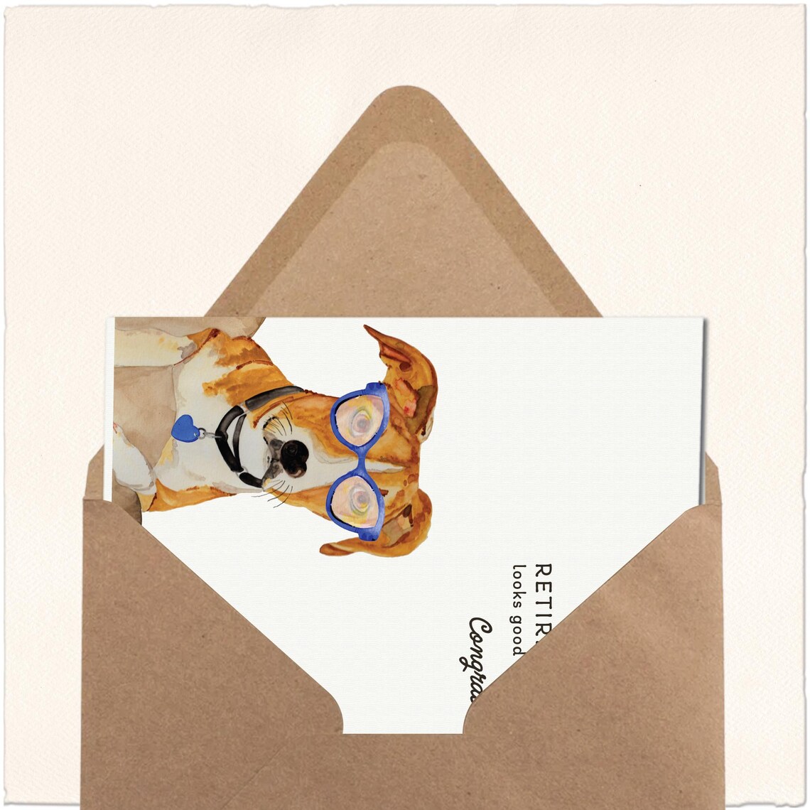 Watercolor Dogs Retiring Card | Greeting Card Retire | Funny Retirement ...
