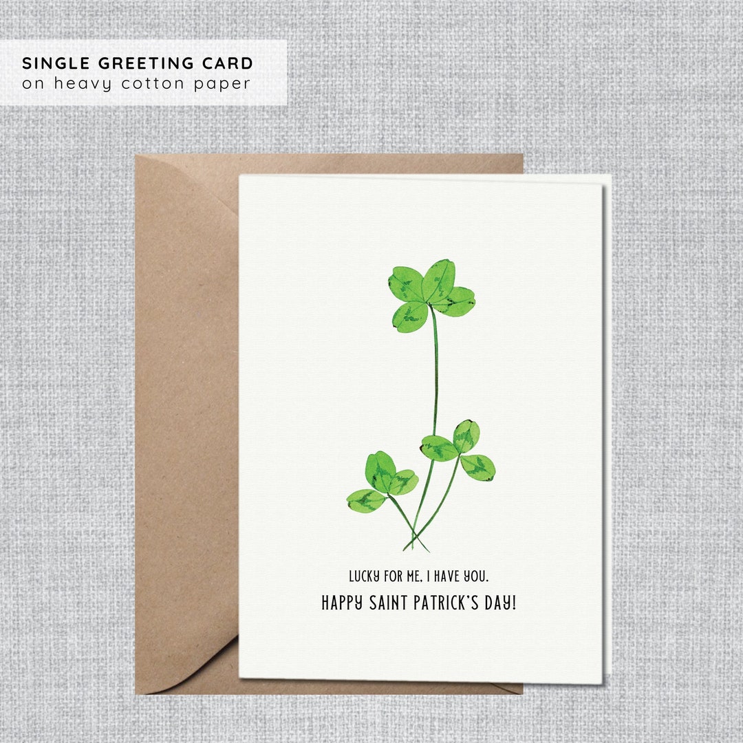 St. Patrick's Day Card Shamrock | Lucky Clovers Card | Four Leaf Clover ...