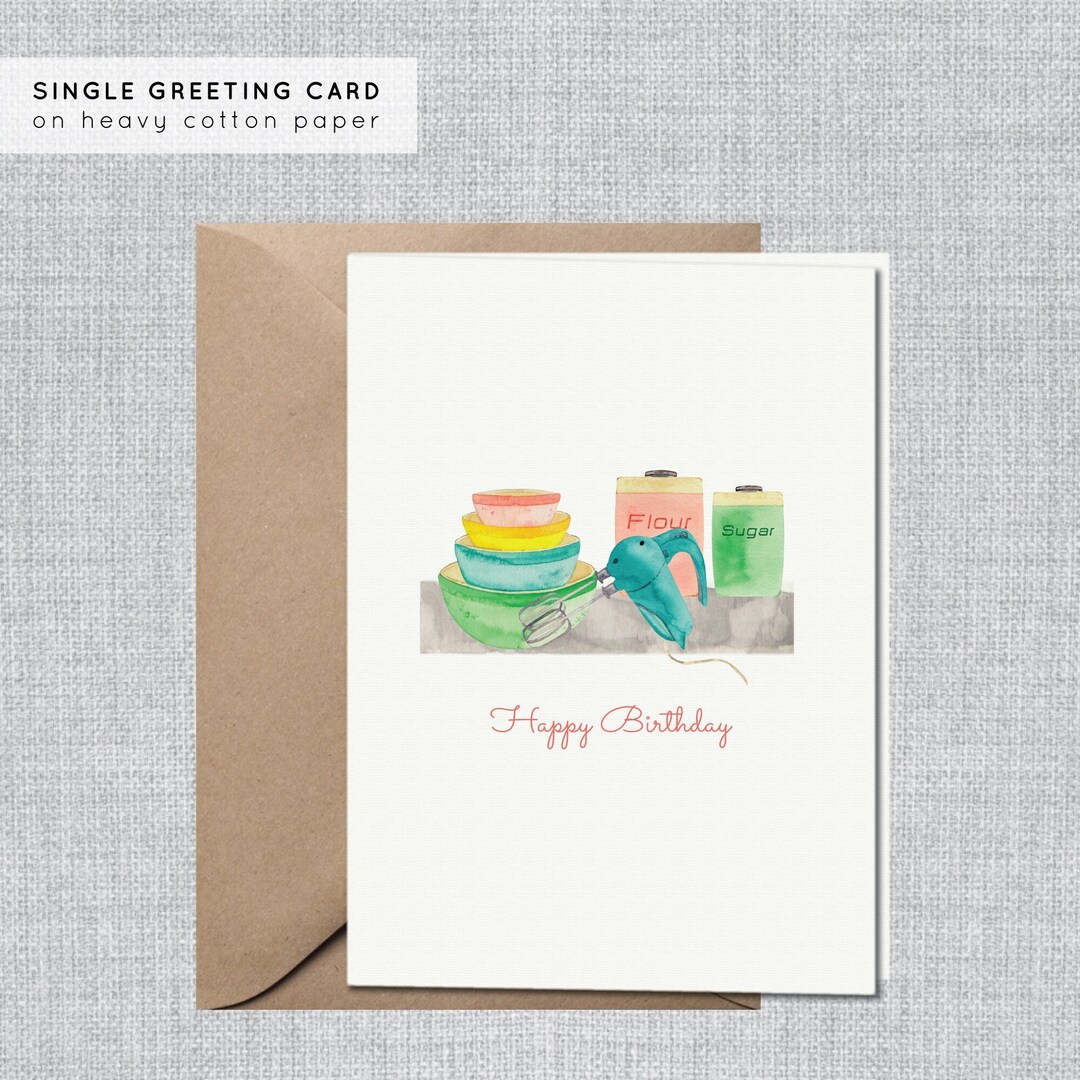 Pastel Retro Kitchen Baking Birthday Card for Her | Birthday Card ...