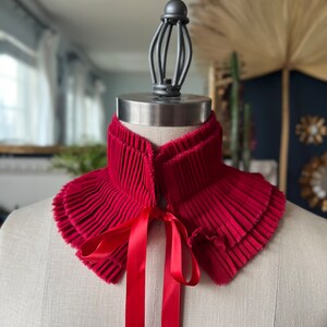 Red COLLAR Hand Pleated Collar/high Collar/ruffle Collar/black and ...