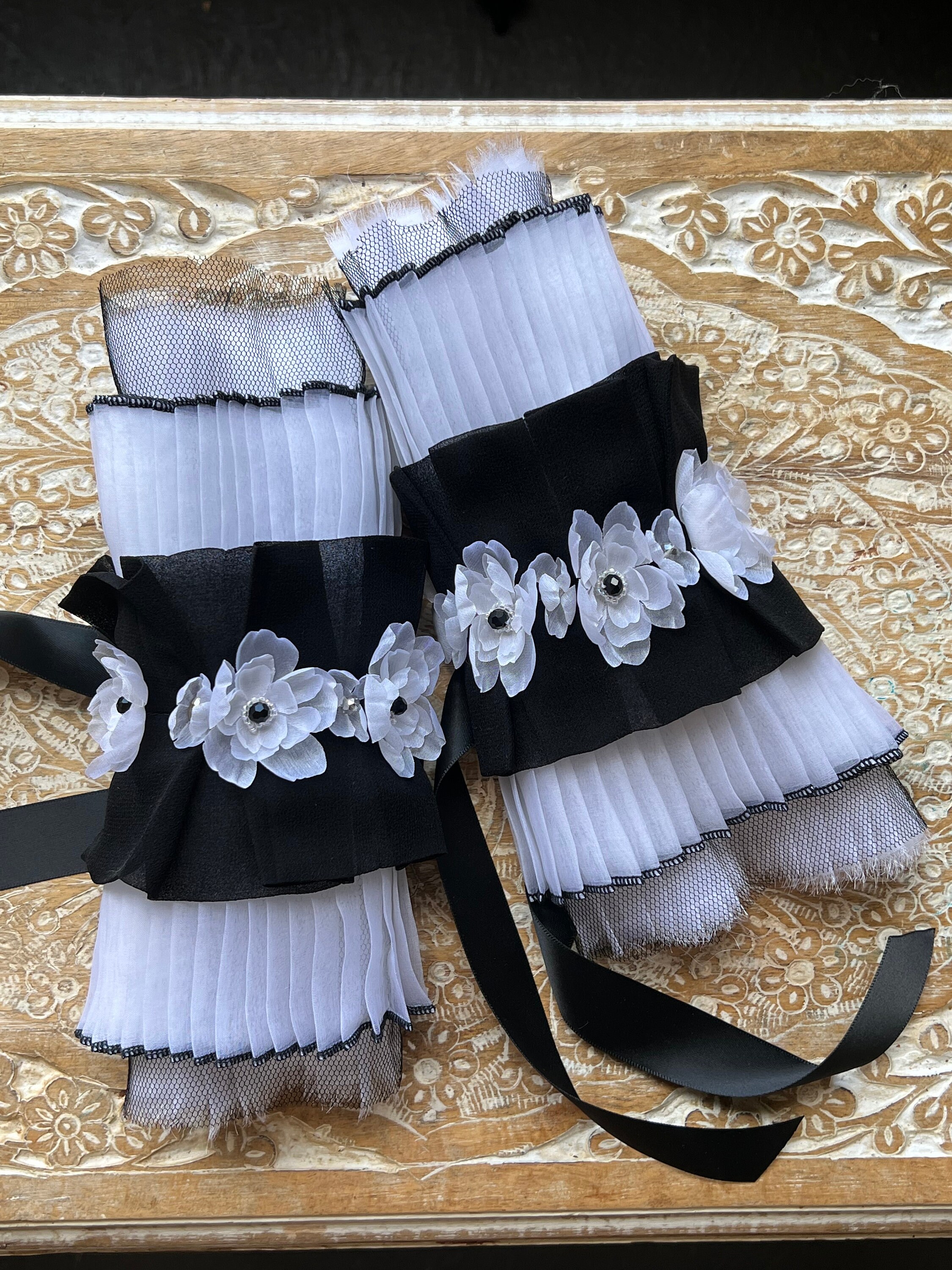 Couture Silk Cuffs/luxury Designer Accessories/ruffled Cuffs ...