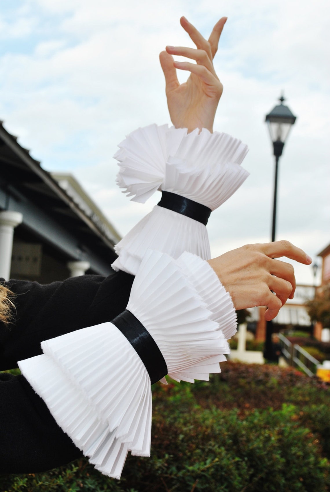 BLACK HIGH CUFFS Hand Pleated Detachable Cuffs/black and White - Etsy