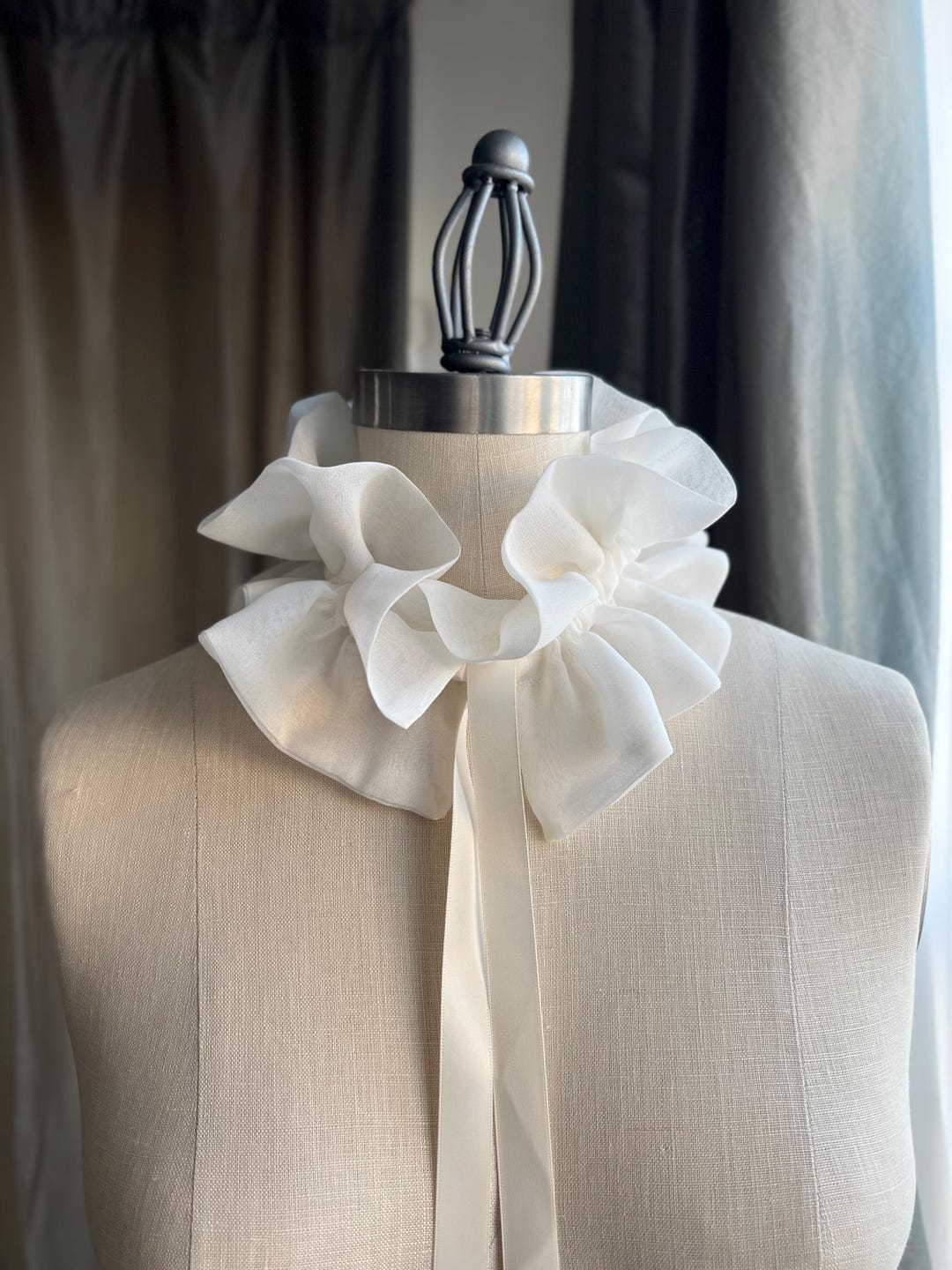 Off White Silk Chiffon Ruffle/riffled Collar/victorian Collar/gothic ...