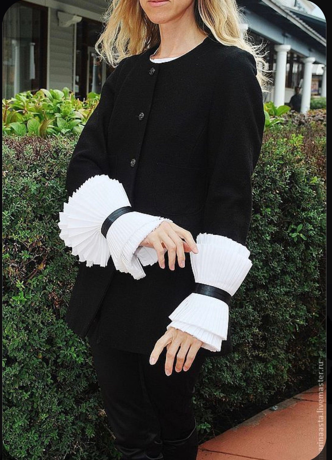 High Cuffs/couture Hand Pleated Cuffs/black and White Cuffs/ruffled ...