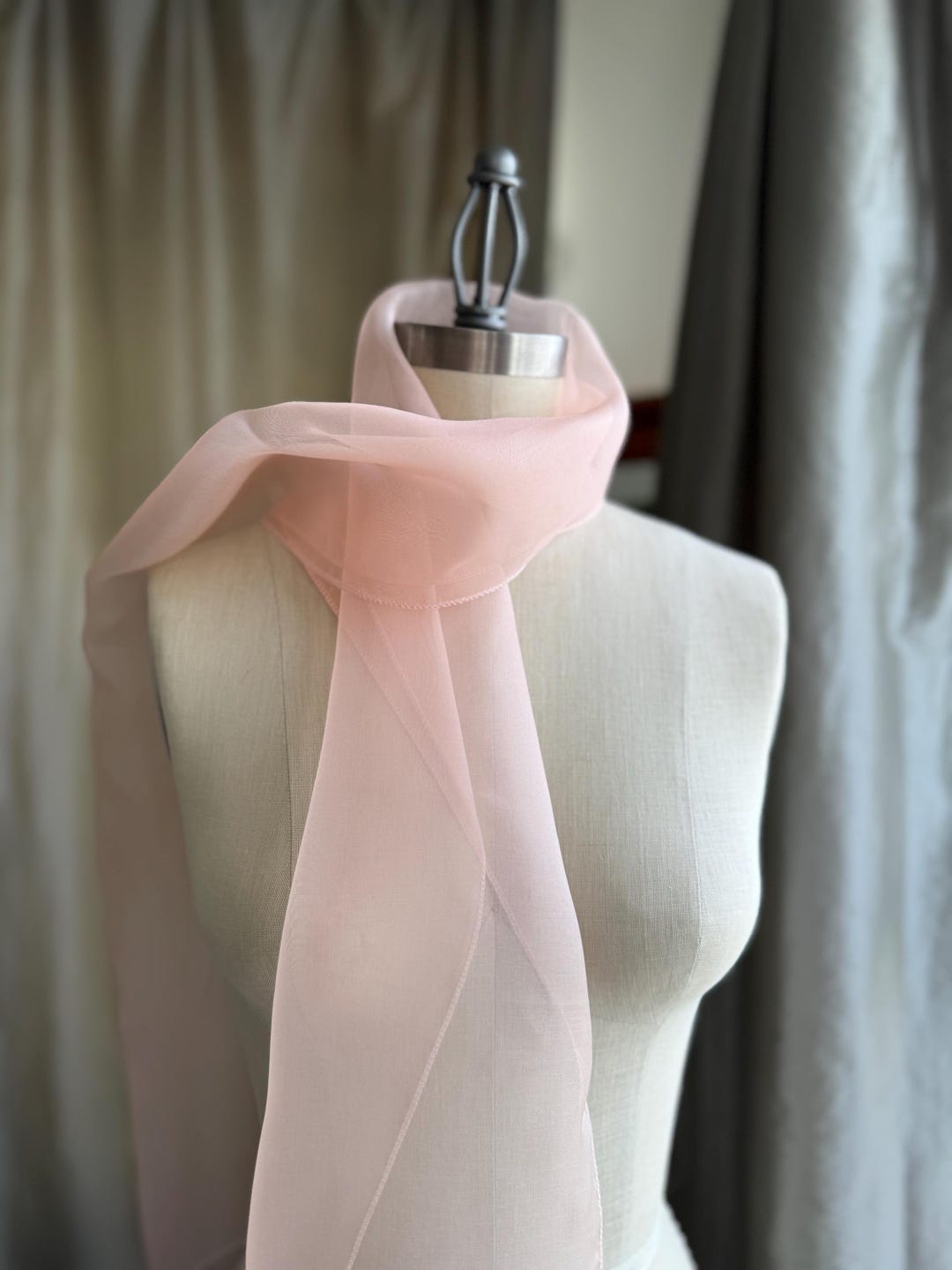 Veiled Rose Pink SILK ORGANZA Scarf/long Pink Scarf/head Scarf/hair ...