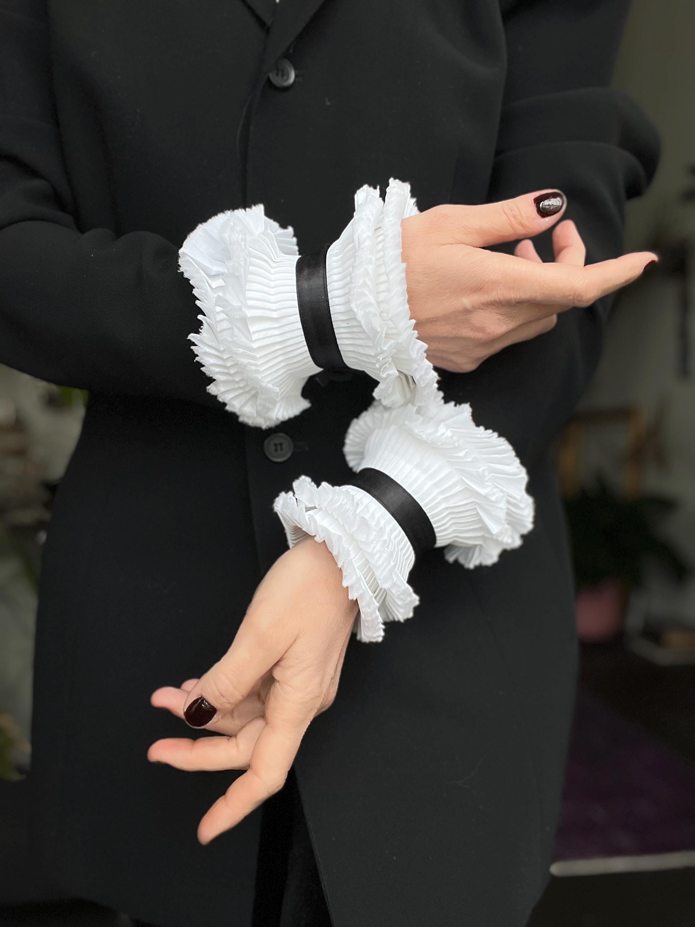 RUFFLE Cuffs/couture Hand Made Hand Pleated Detachable Cuffs/high Cuff ...