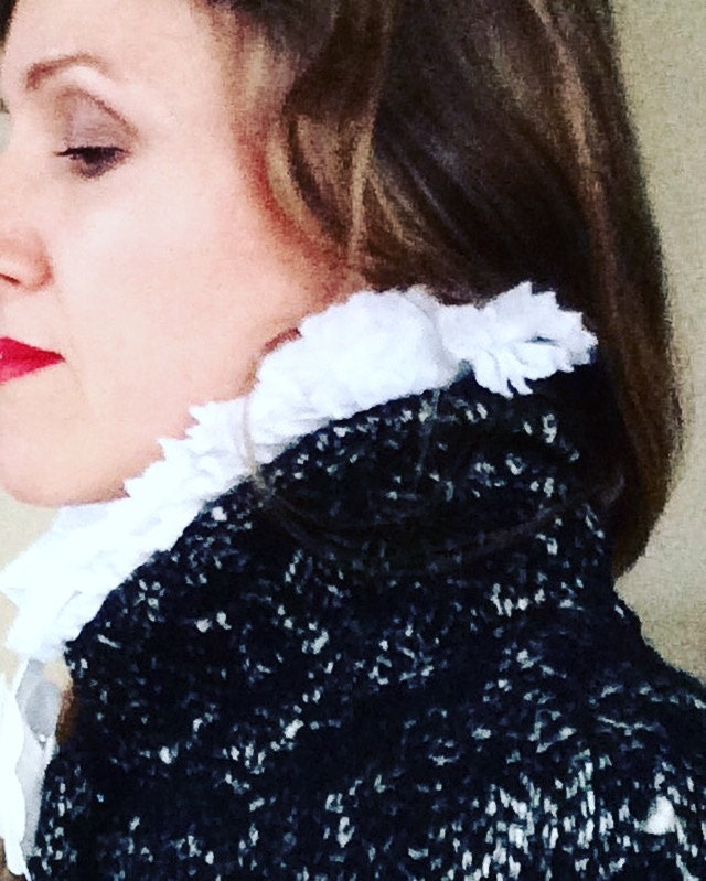 WHITE RUFFLE Collar/hand Pleated Collar/ruffle Collar/detachable Collar ...