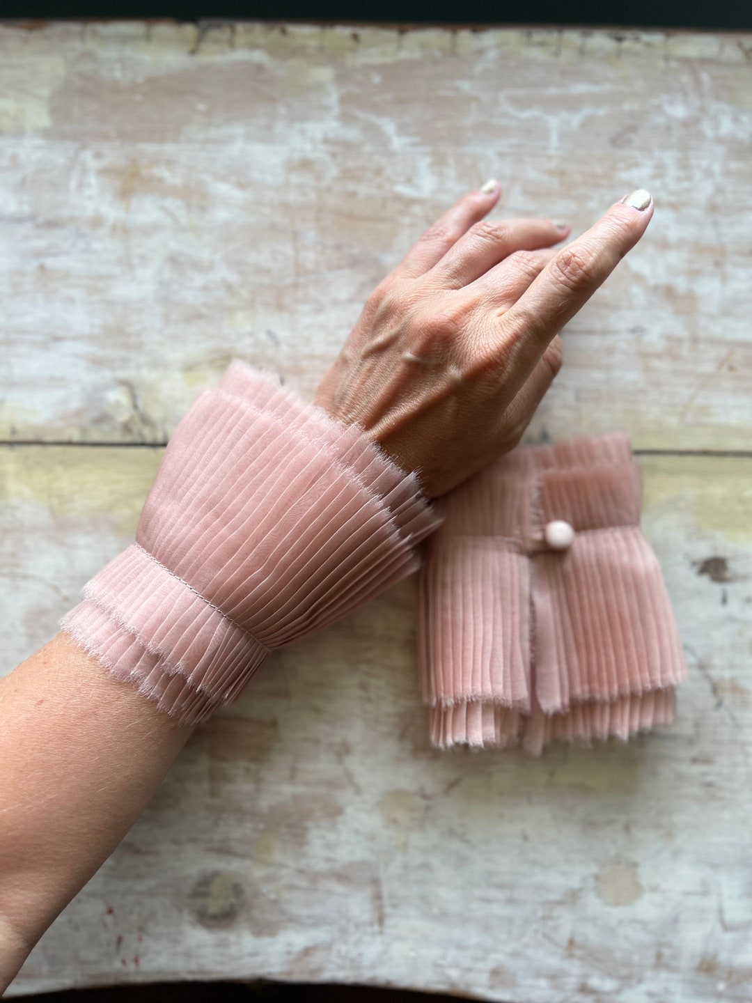 Blush Organza Detachable Cuffs/more Colors/cuffs/pleated Cuffs/high ...