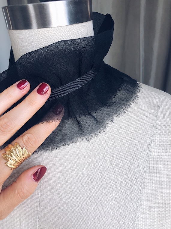 BLACK Silk COLLAR RUFF Ruffled Choker Collar/detachable - Etsy