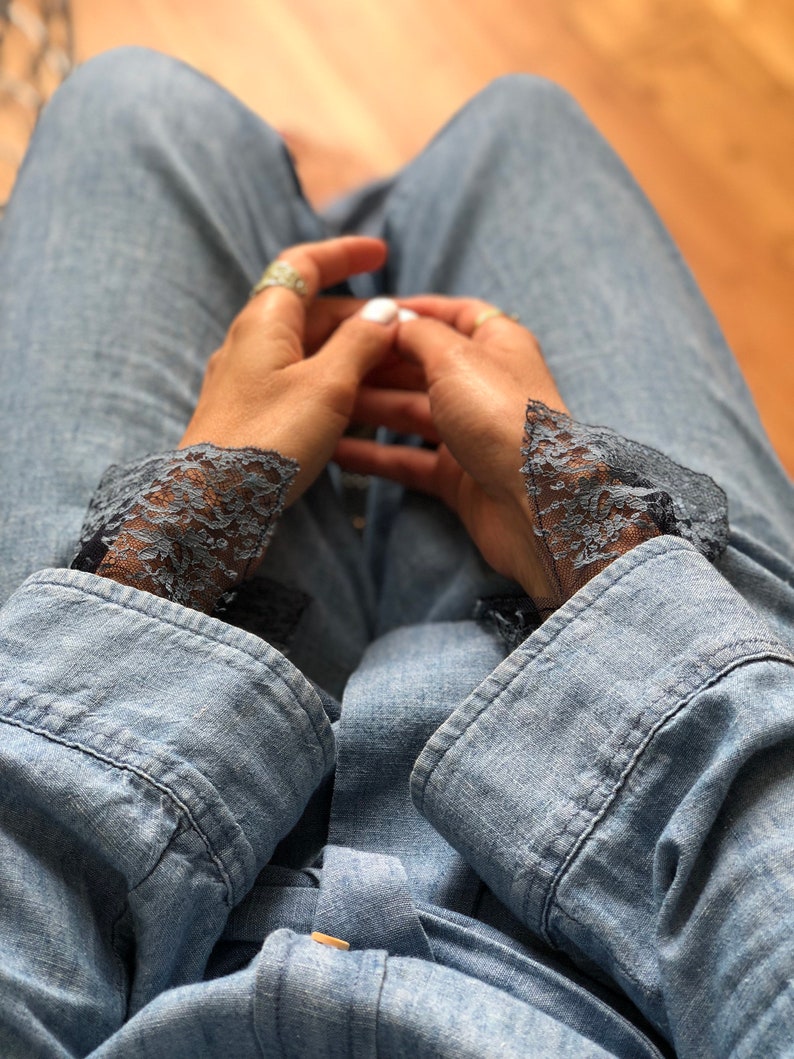 Blue LACE Cuffs/lace Sleeves/french Lace Cuffs/detachable Cuffs/sleeve ...