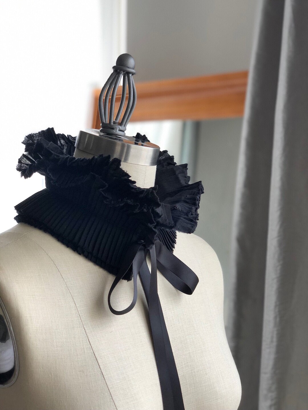 Detachable COLLAR Hand Pleated Collar/high Collar/ruffle Collar/black ...