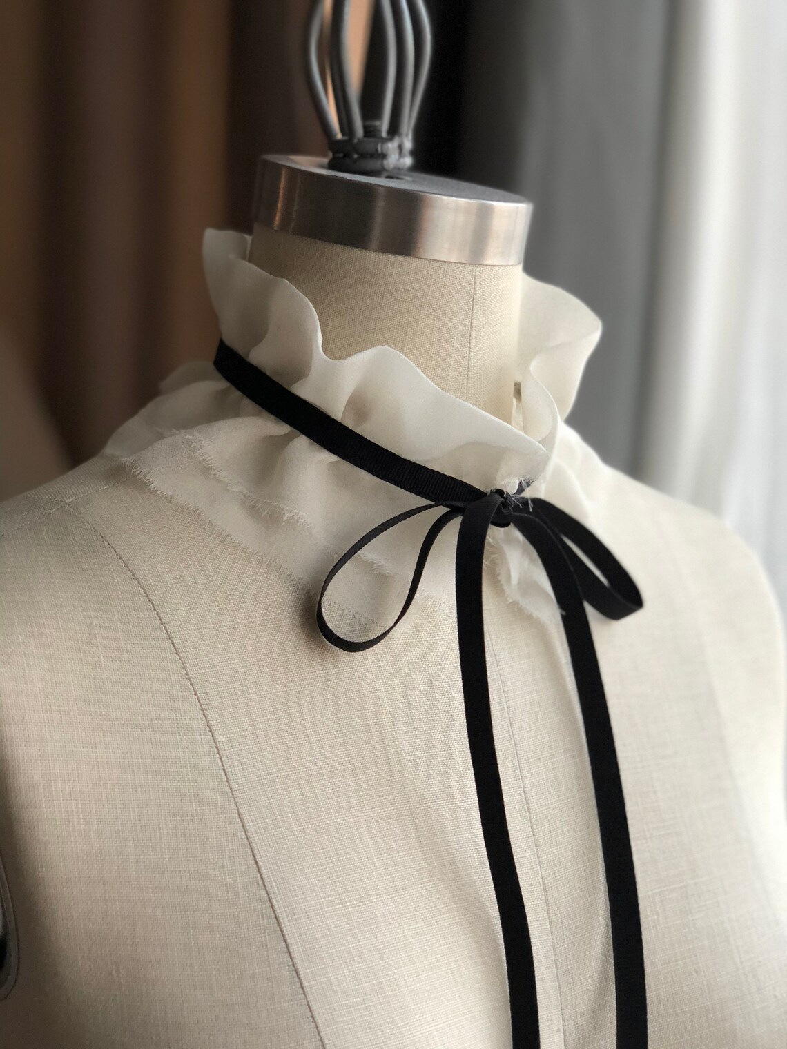 SILK COLLAR RUFF Ruffled Choker Collar/detachable Collar/silk | Etsy