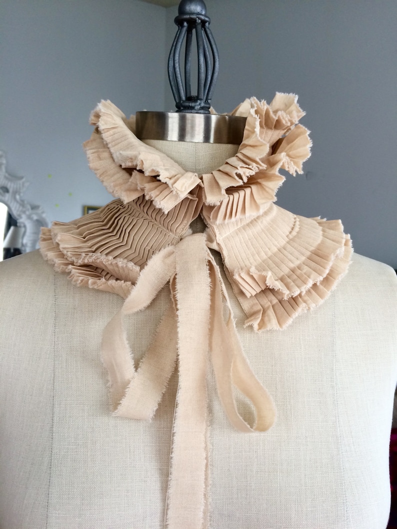 Beige Neck ruff/Hand made collar/Pleated Collar/Detachable | Etsy