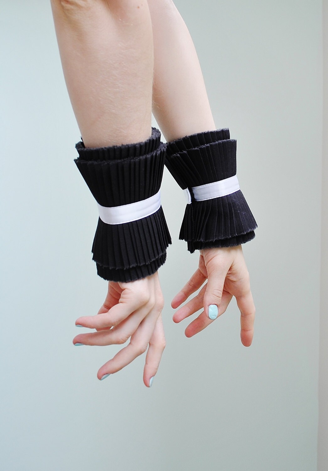 Black and White Hand Pleated Detachable Cuffs/love - Etsy
