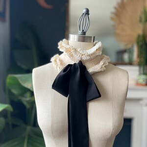 Ruffled Collar With Silk Ties/multi Use/black Collar/pleated Collar ...