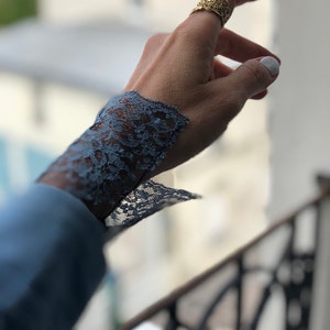 Blue LACE Cuffs/lace Sleeves/french Lace Cuffs/detachable Cuffs/sleeve ...