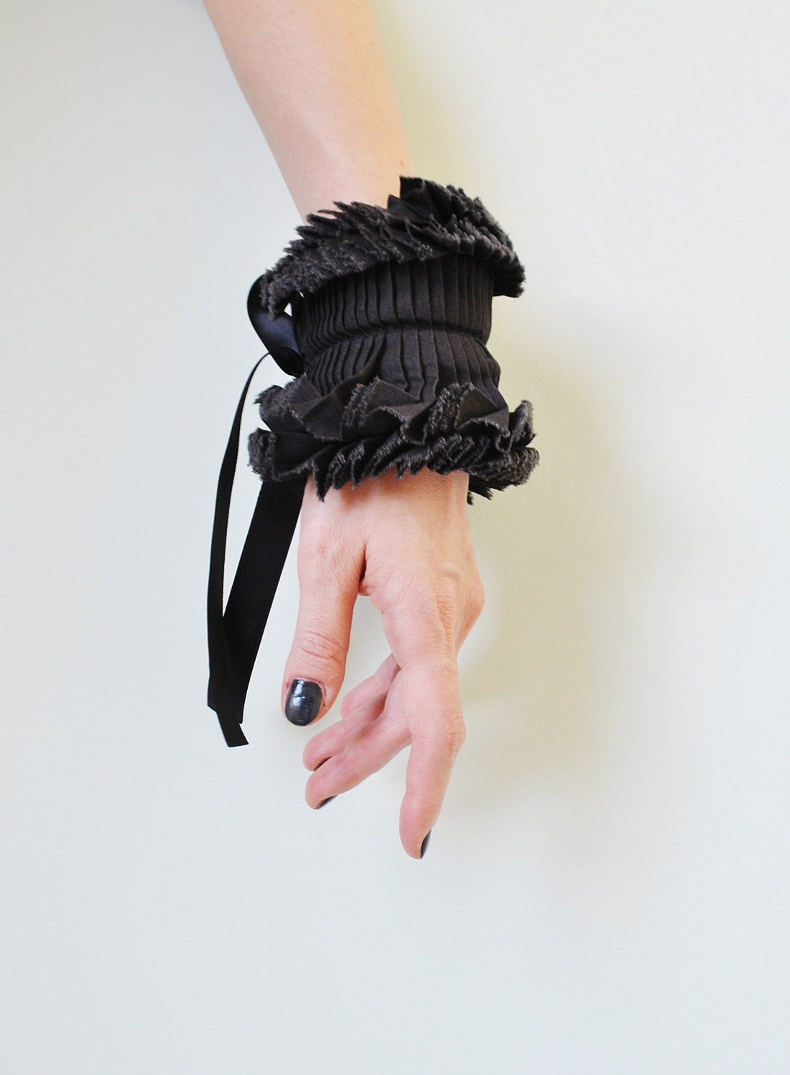 Hand Crafted Detachable Cuffs With Satin Ribbon in Beige/more - Etsy