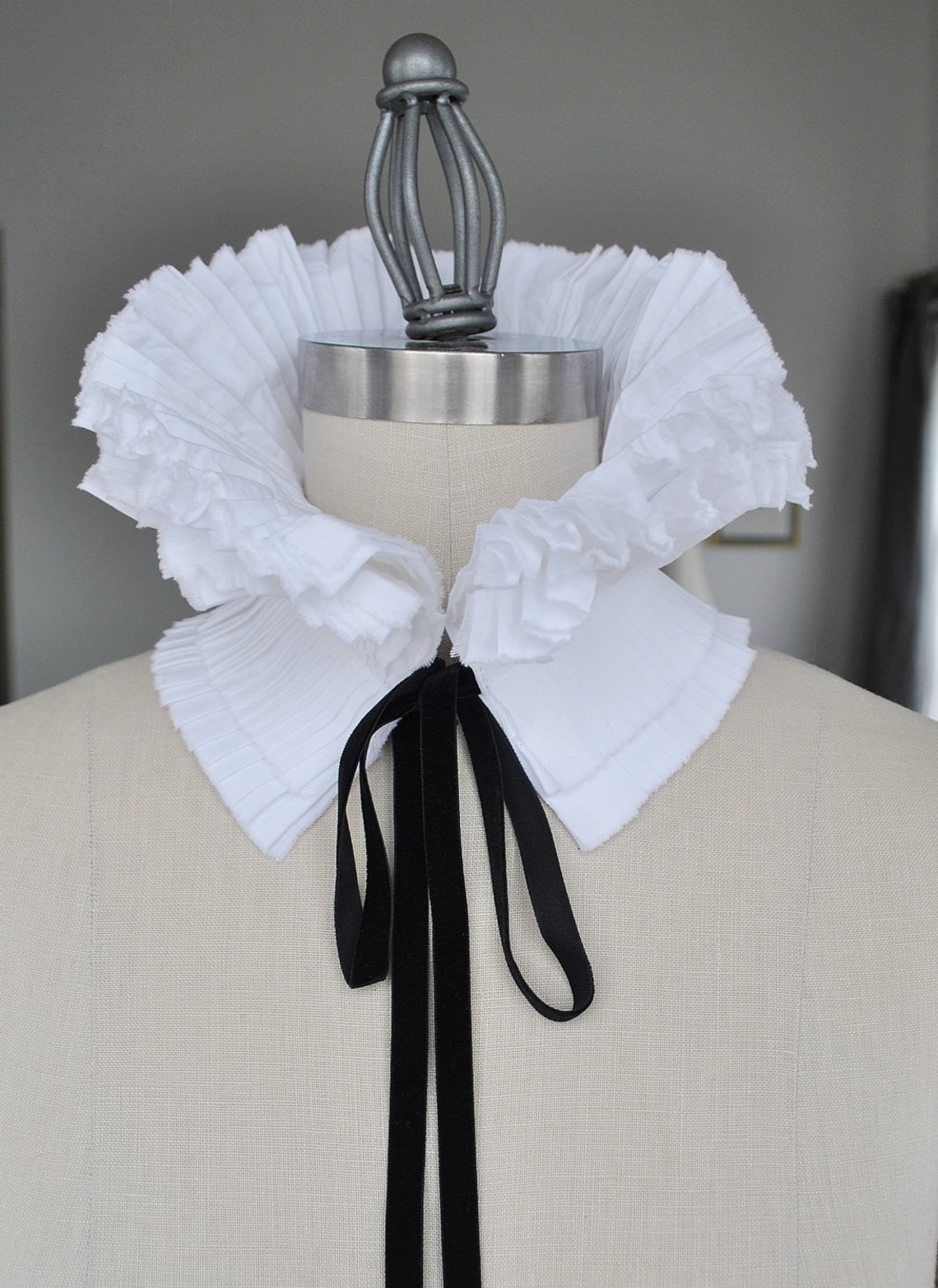 WHITE RUFFLE Collar/hand Pleated Collar/ruffle | Etsy