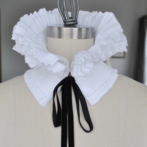 WHITE RUFFLE Collar/hand Pleated Collar/ruffle Collar/detachable Collar ...
