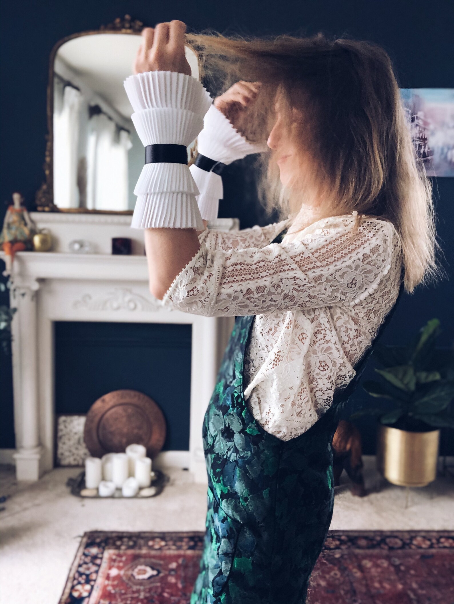 High Cuffs/couture Hand Pleated Cuffs/black and White - Etsy