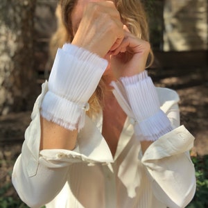 Blush Organza Detachable Cuffs/more Colors/cuffs/pleated Cuffs/high ...