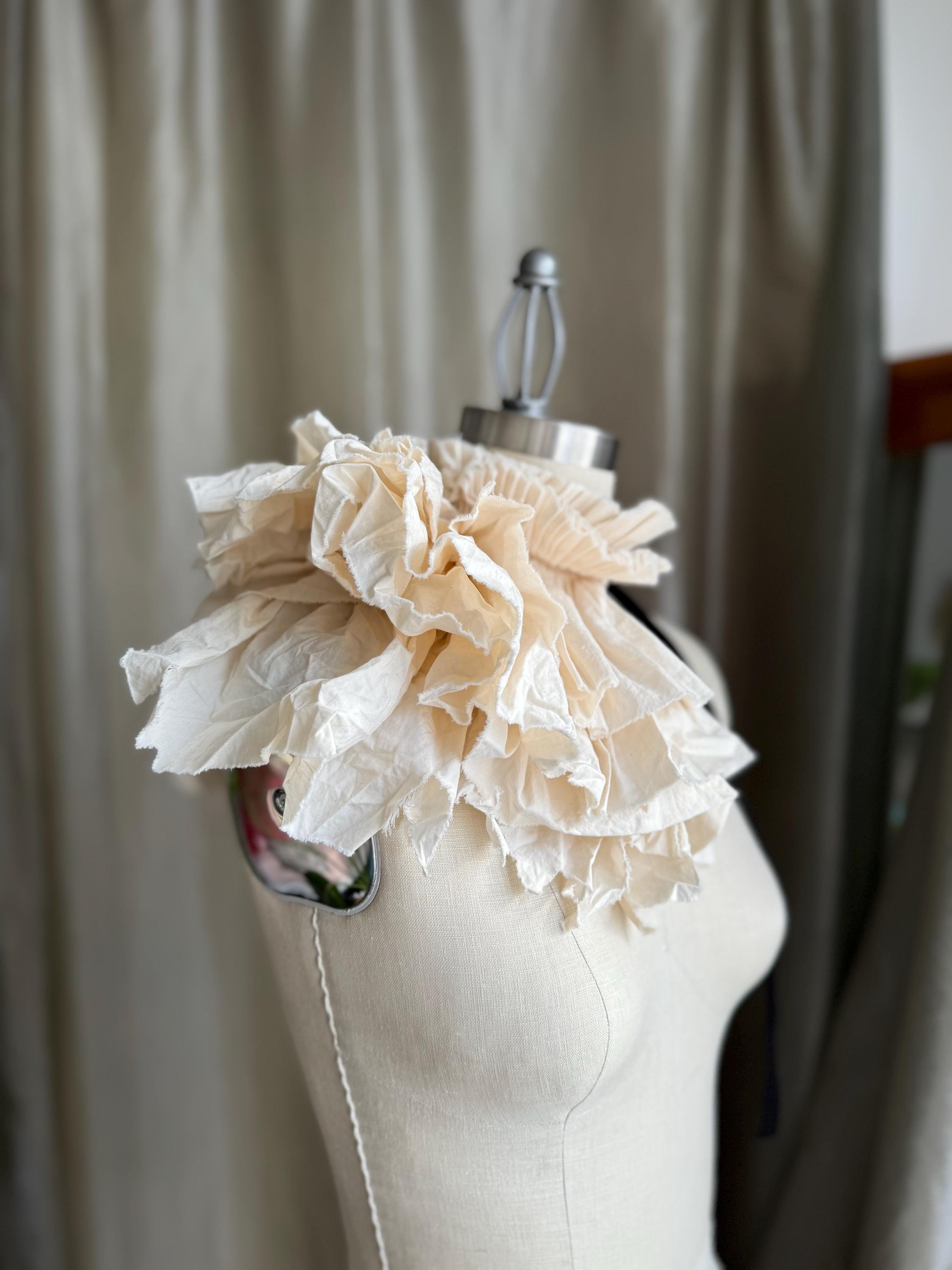 Unisex Oversized Ruffled Necklace/ Ivory/ Ruffled Choker/ Unisex ...