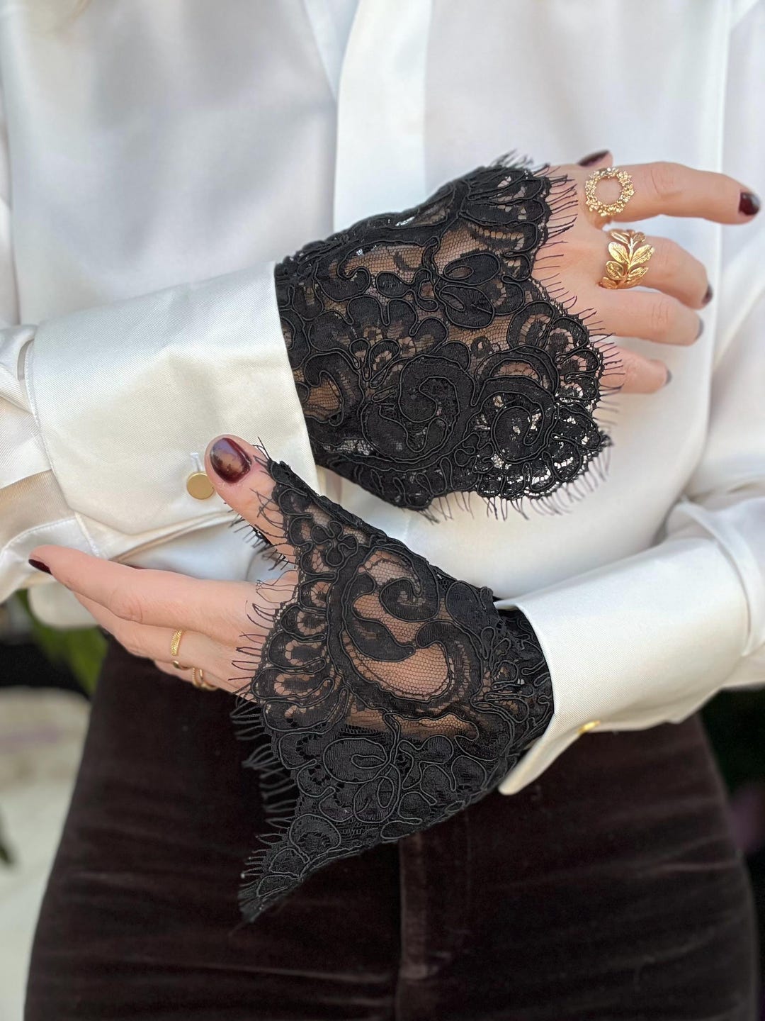 LACE CUFFS/ Victorian Cuff Bracelet/designer Couture Accessory/ Fantasy ...