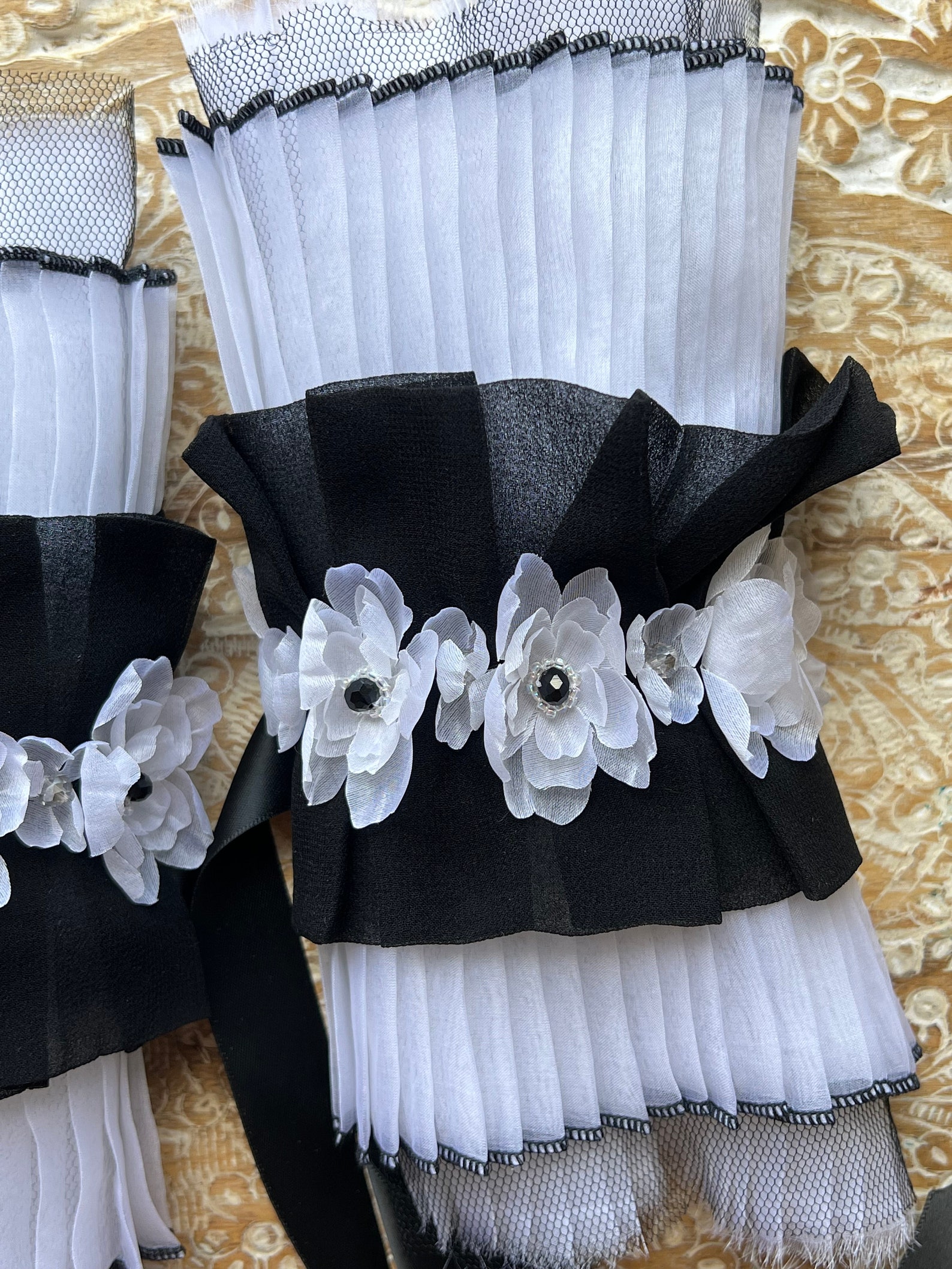 Couture Silk Cuffs/luxury Designer Accessories/ruffled Cuffs ...