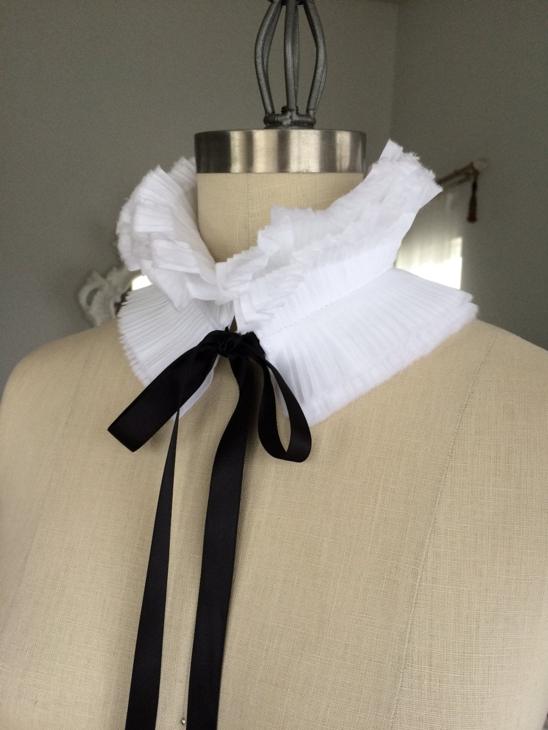 Red COLLAR Hand Pleated Collar/high Collar/ruffle Collar/black and ...