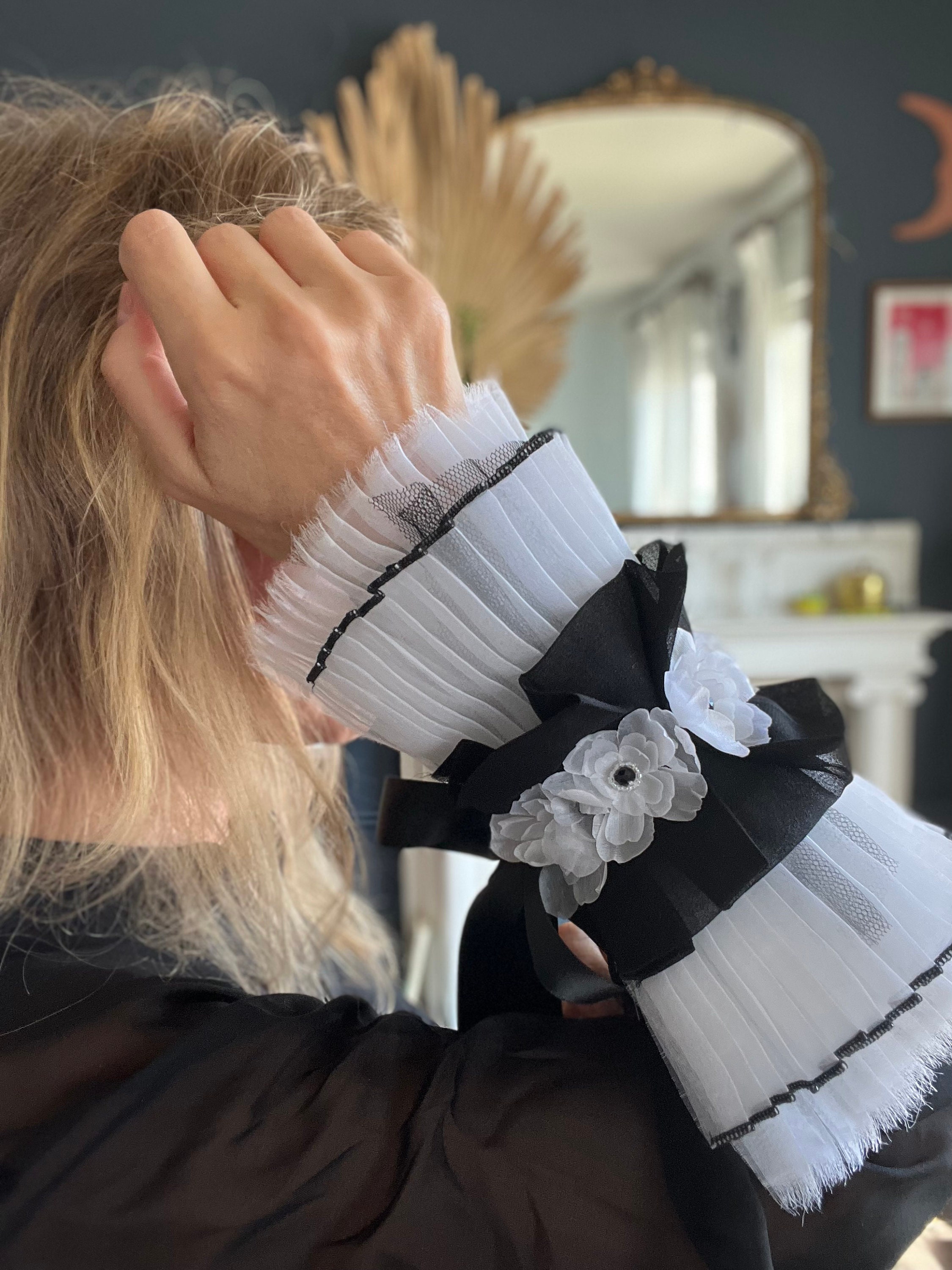 Couture Silk Cuffs/luxury Designer Accessories/ruffled Cuffs ...