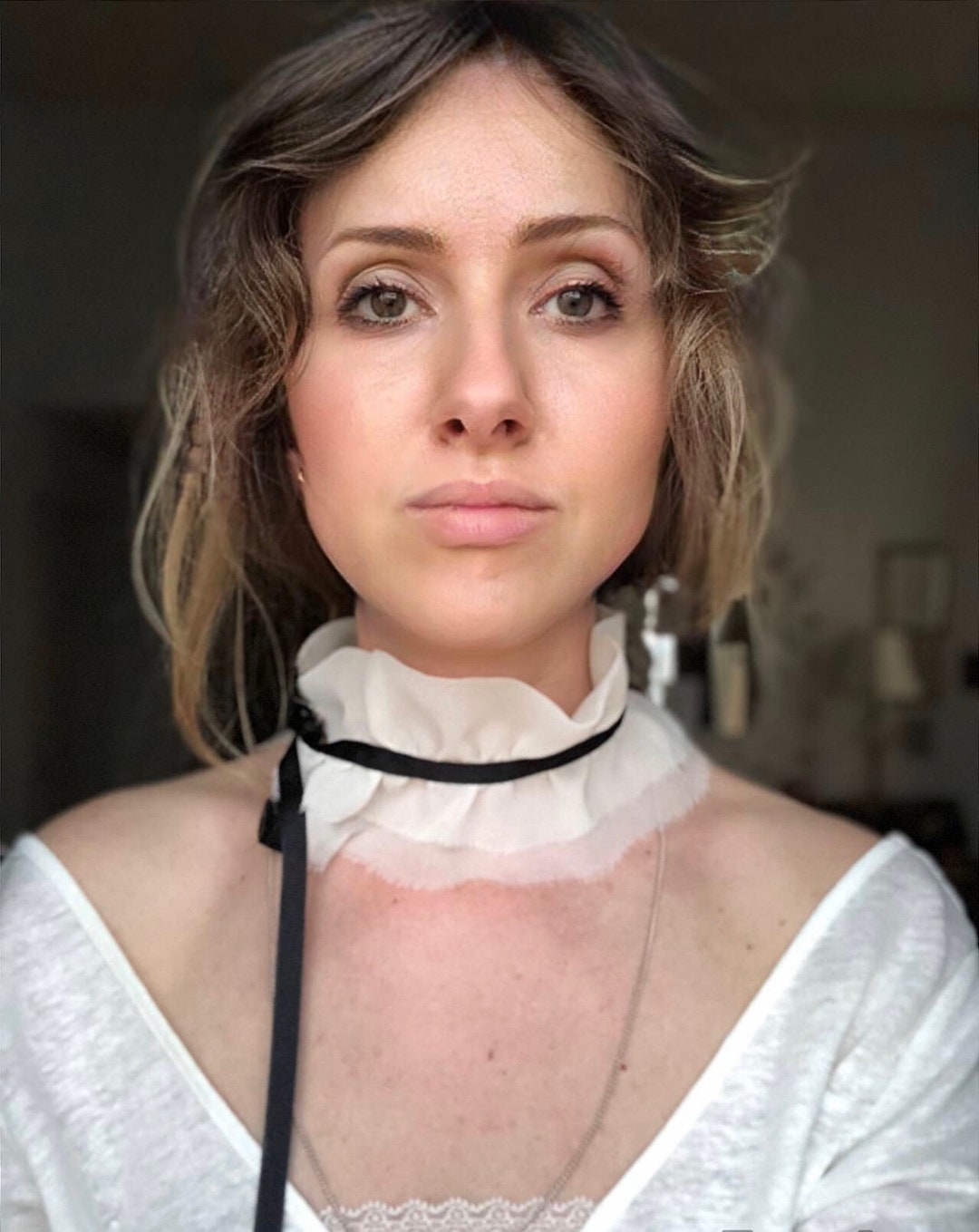 SILK COLLAR RUFF Ruffled Choker Collar/victorian Choker Ruff/detachable ...