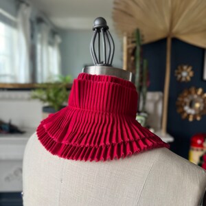 Red COLLAR Hand Pleated Collar/high Collar/ruffle Collar/black and ...