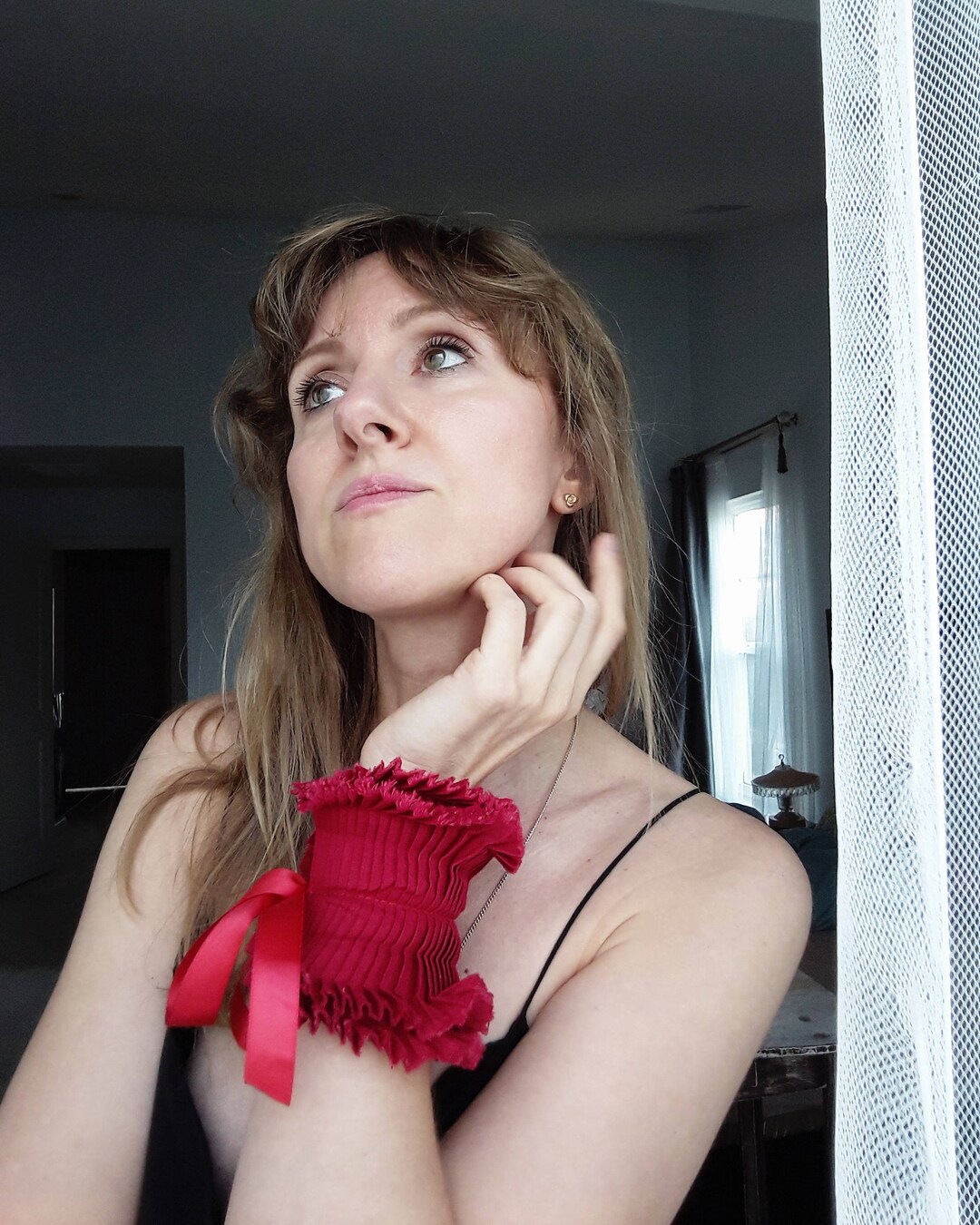 Red Hand Pleated Detachable Cuffs/red Cuffs/sleeve Detail/ruffle Detail ...