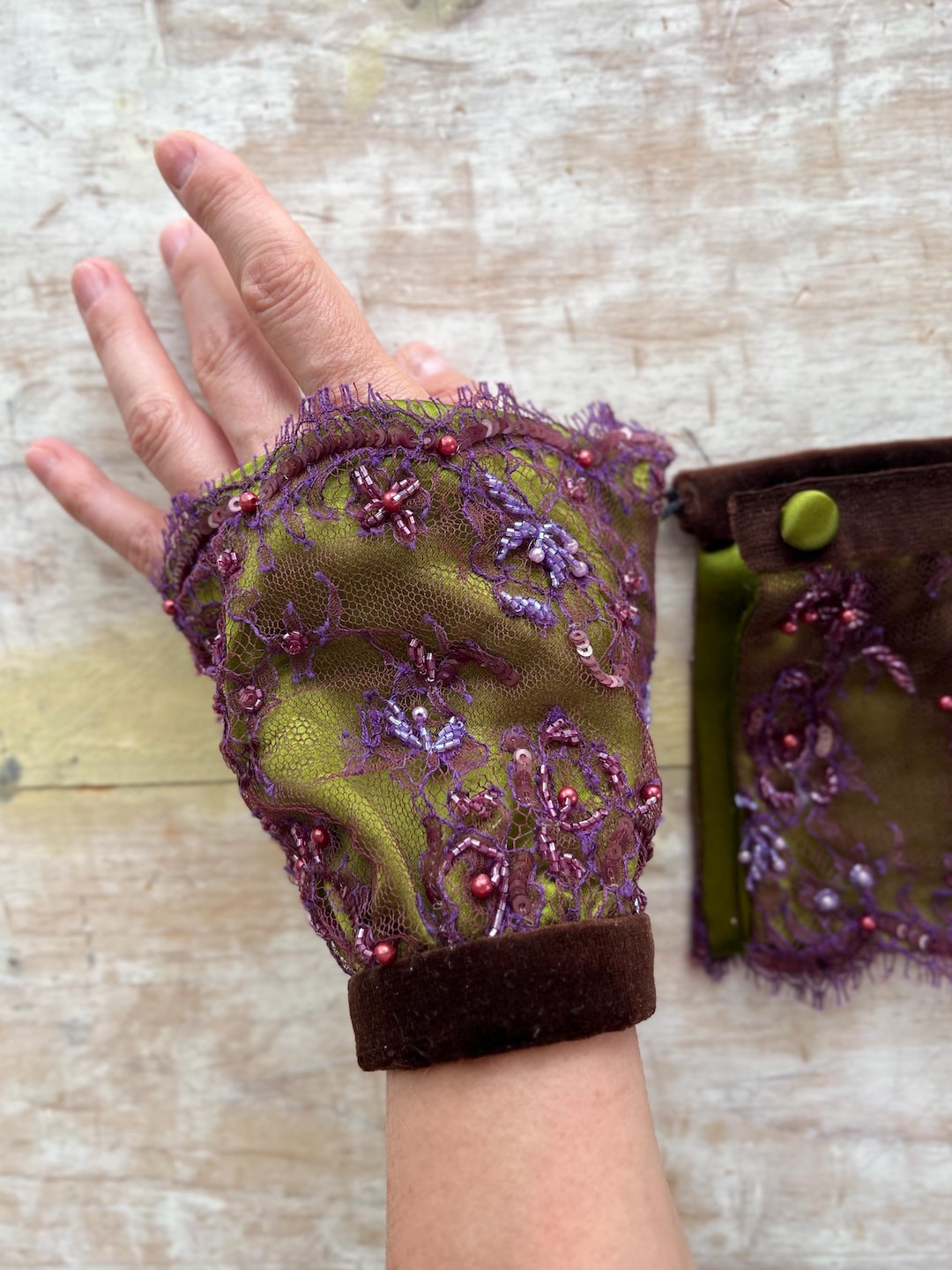 Beaded Lace Cuffs/ Embellished Cuffs/lace Cuffs/bohemian Cuff/ Love ...