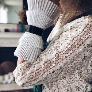 High Cuffs/couture Hand Pleated Cuffs/black and White Cuffs/ruffled ...